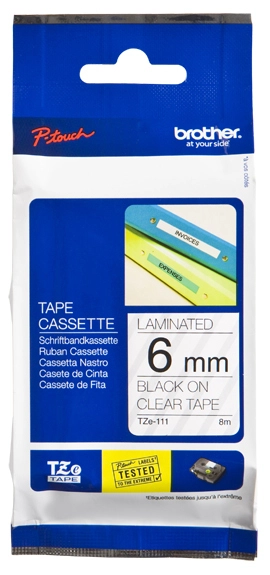 Compra Cinta brother tze111 laminada negro sobre transparente 6mmx8m ...